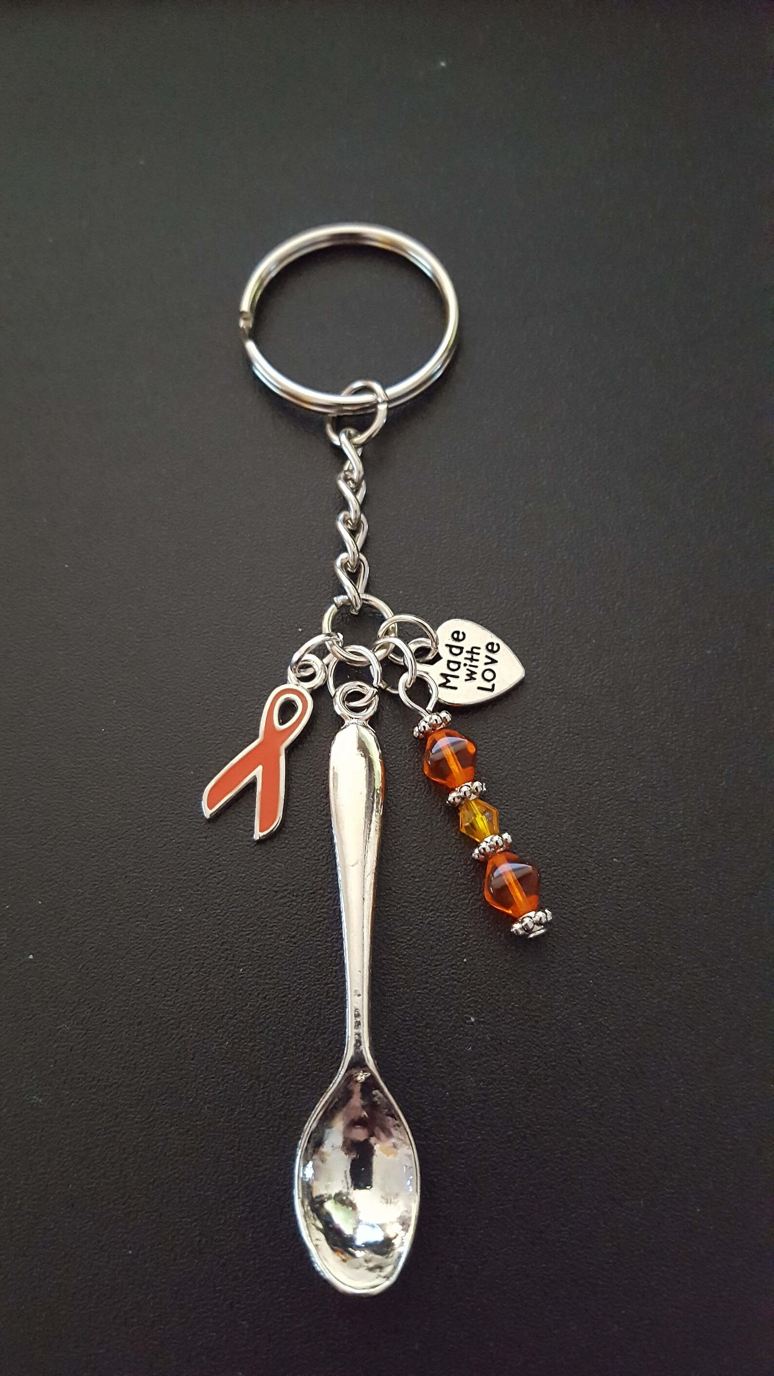 Orange Spoonie Support Ribbon Keychain Awareness Leukemia - Etsy