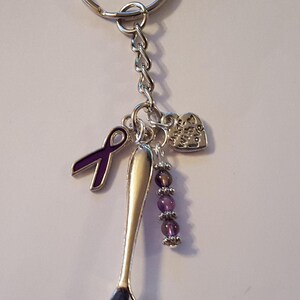 Spoonie - Purple Ribbon Spoon Keychain - Awareness Lupus/fibromyalgia ...