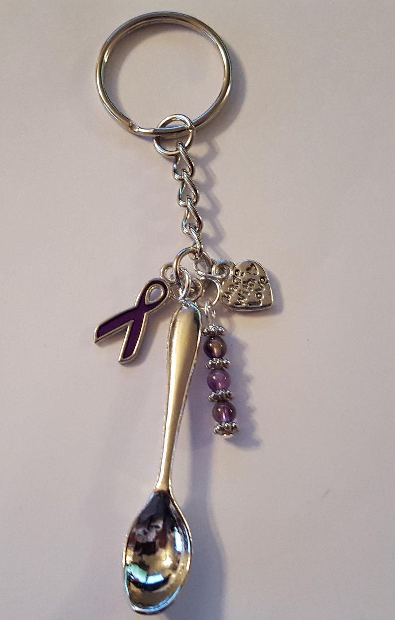 Spoonie Purple Ribbon Spoon Keychain Awareness Lupus/fibromyalgia ...