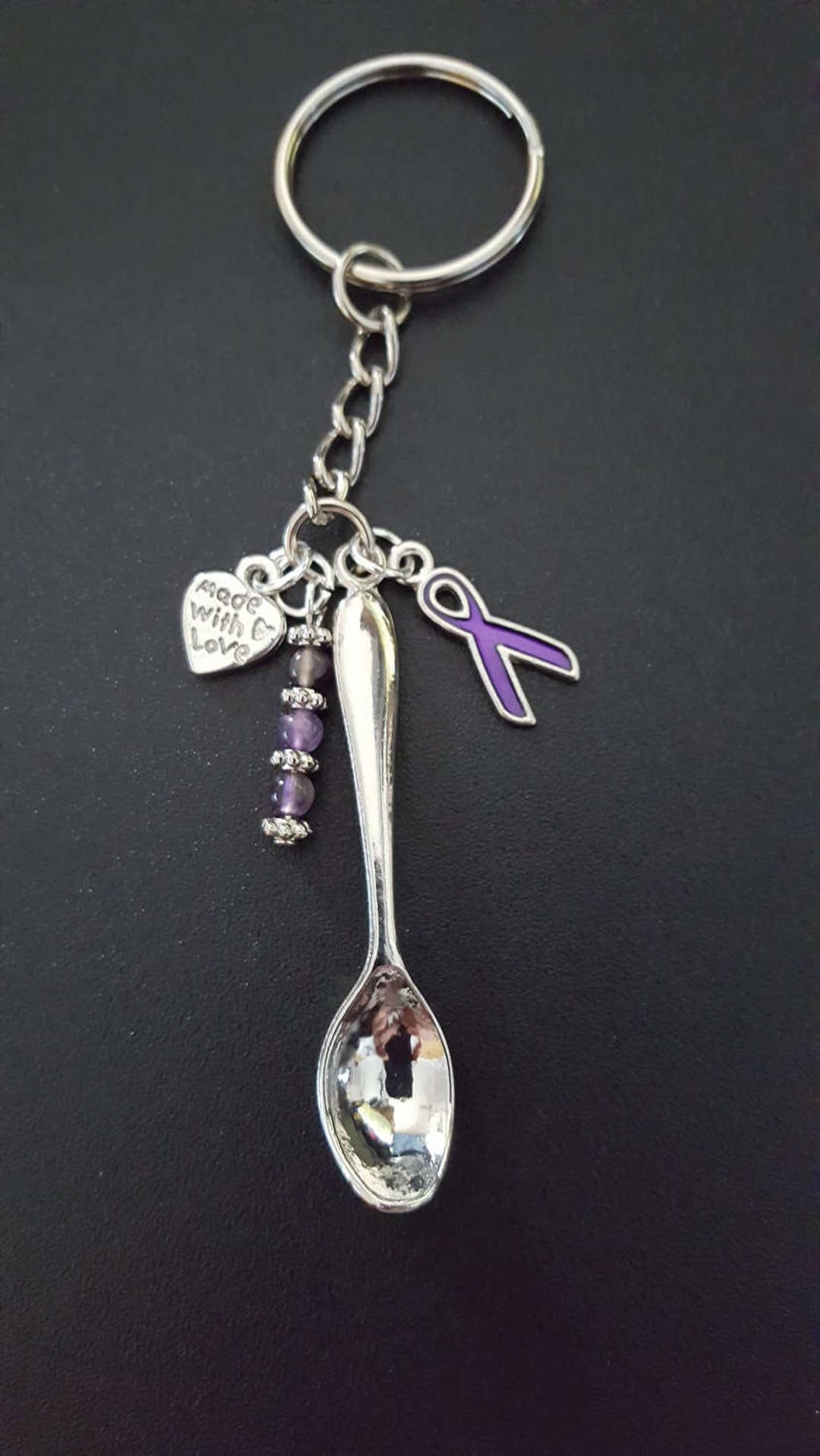Spoonie - Purple Ribbon Spoon Keychain - Awareness Lupus/fibromyalgia ...