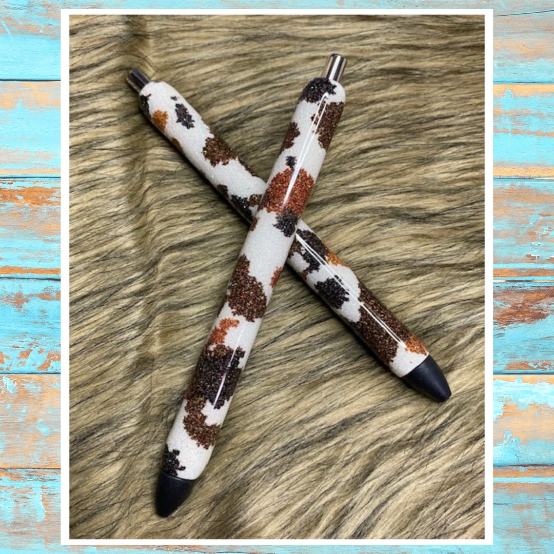 Cow Print Pen, Personalized Glitter Pen, Cowhide, Inkjoy Gel Refillable ...