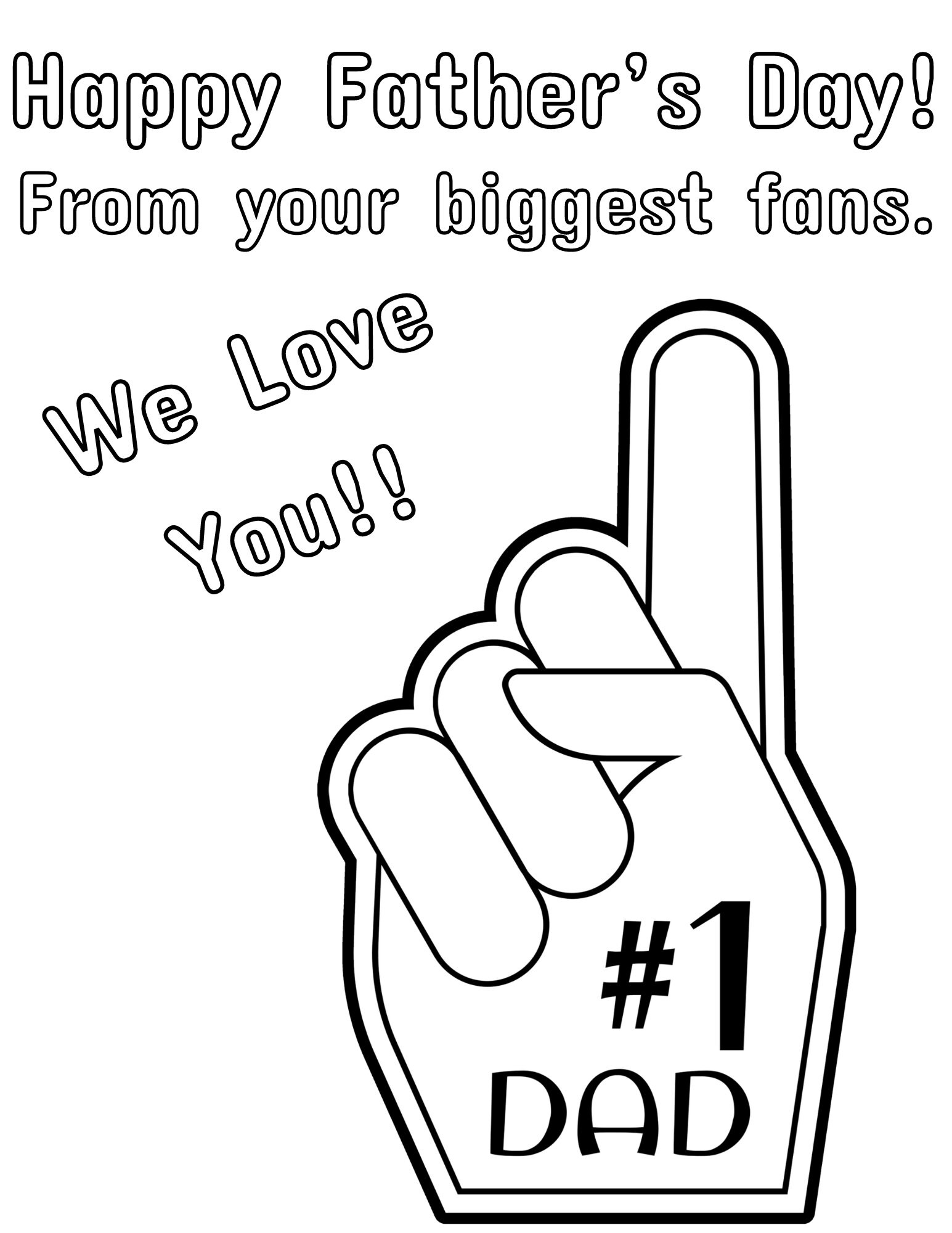 Printable Fathers Day Coloring Card Diy Fathers Day T Fathers Day Activity Number 1 Fan