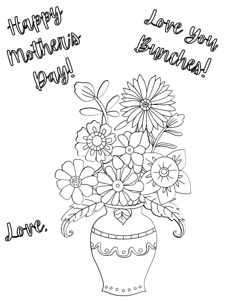 Printable Mothers Day Coloring Card Diy Mothers Day T Mothers Day
