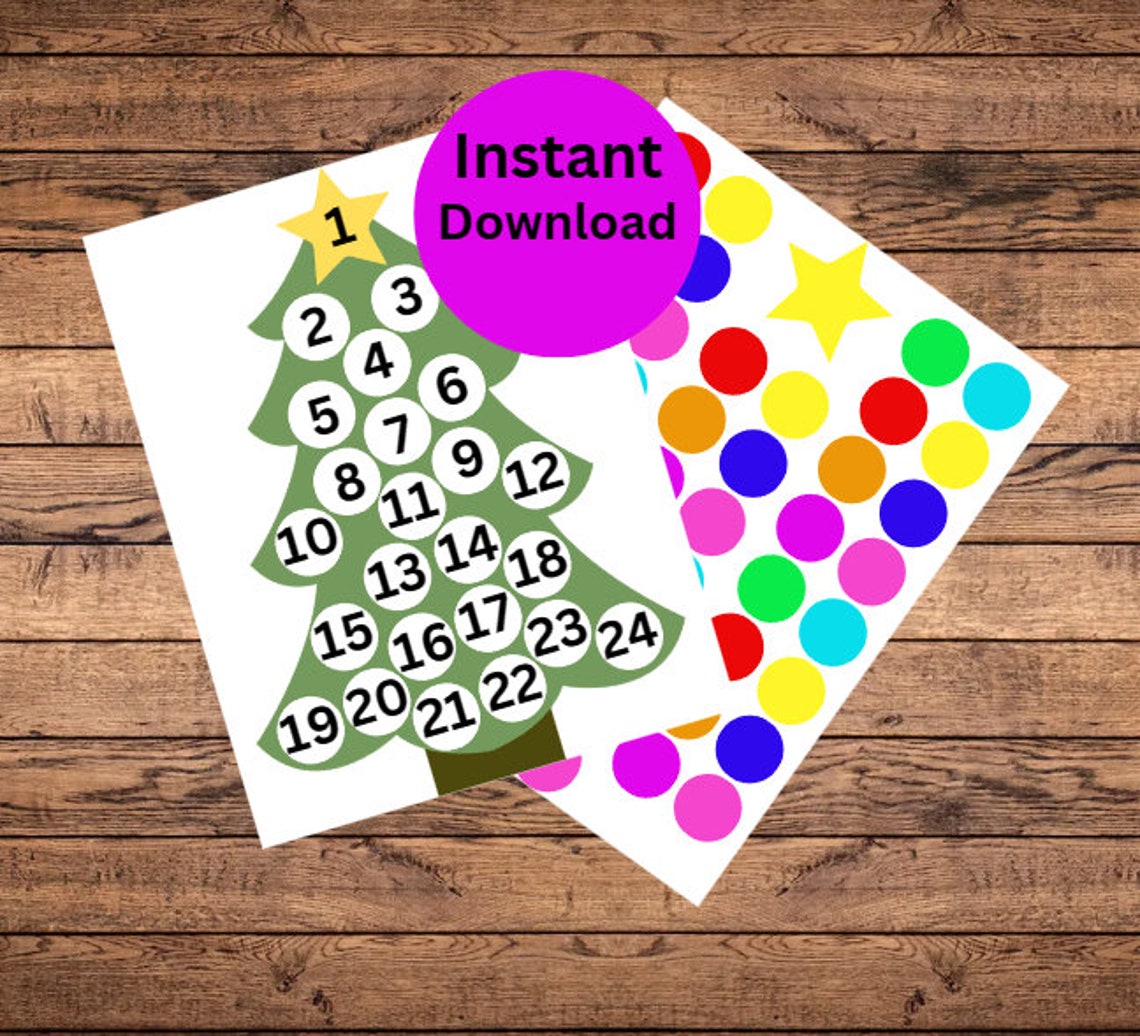 Christmas Countdown Printable, Christmas Tree Countdown, Santa ...
