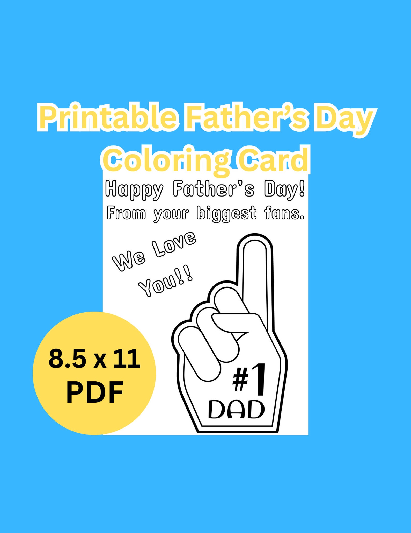 Printable Fathers Day Coloring Card, DIY Fathers Day Gift, Fathers Day ...