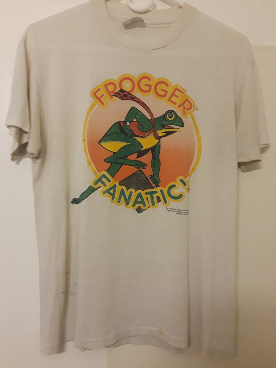 Vintage 80's Frogger Fanatic Atari 1981 Arcade Konami Video Game T ...
