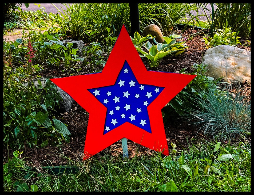 July Fourth Wooden Star Yard Art - Etsy