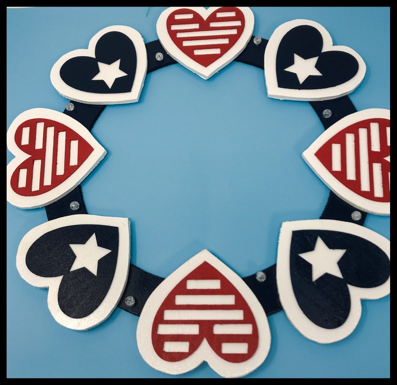 Stars and Stripes Fourth of July Hearts Wreath - Etsy