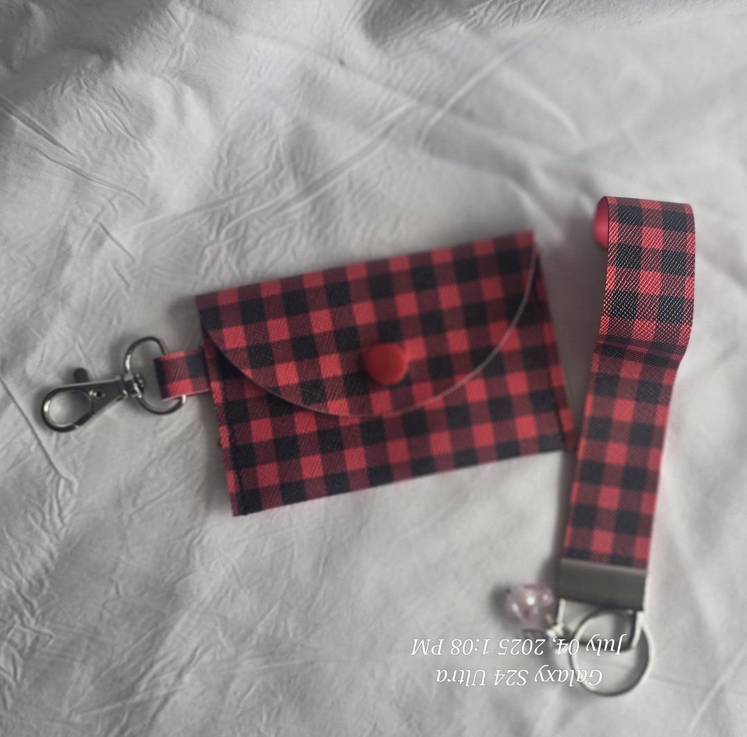 Red and Black Checkered Coin Purse and Key Ring - Etsy