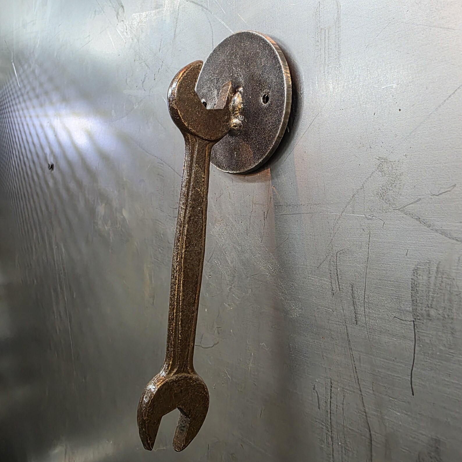 Repurposed Wrench Door Pull Handle | Industrial Rustic Metal Door ...