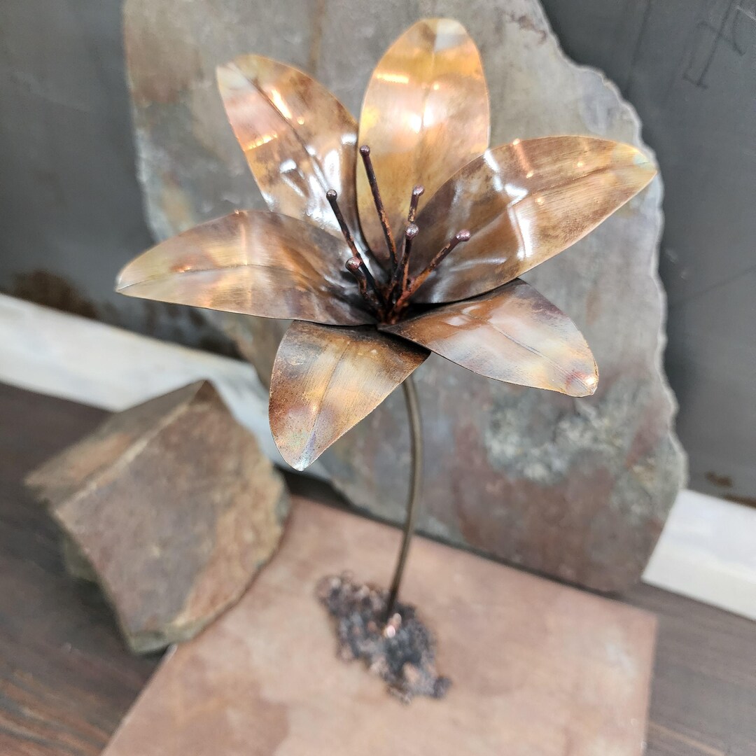 Copper Lily Flower Hand Forged Forever Floral Art - Etsy
