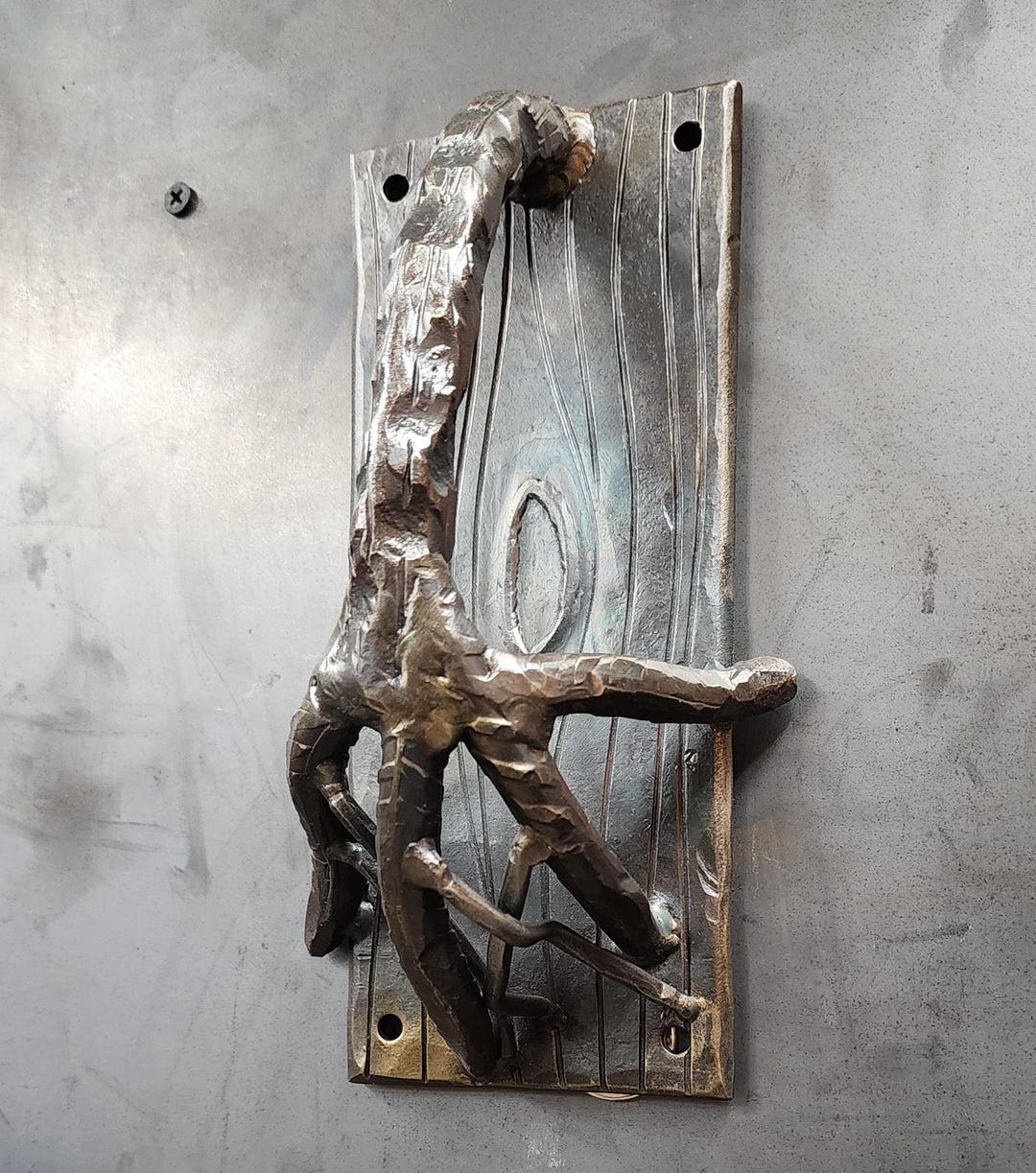 Iron Tree Door Handle Pull - Hand Forged Steel - Etsy