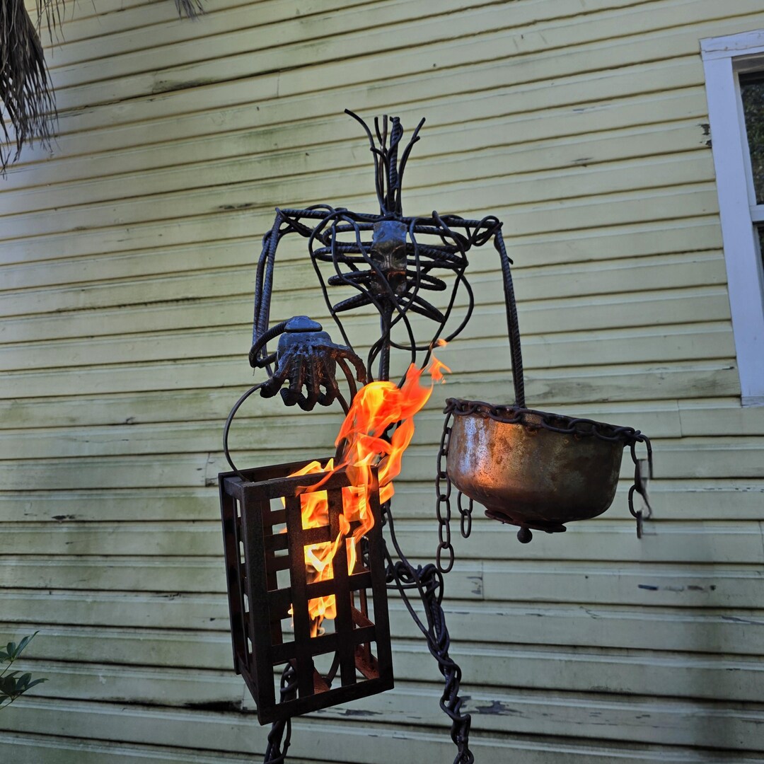 Headless Skeleton Creature Metal Art Statue | Hand Forged Steel ...