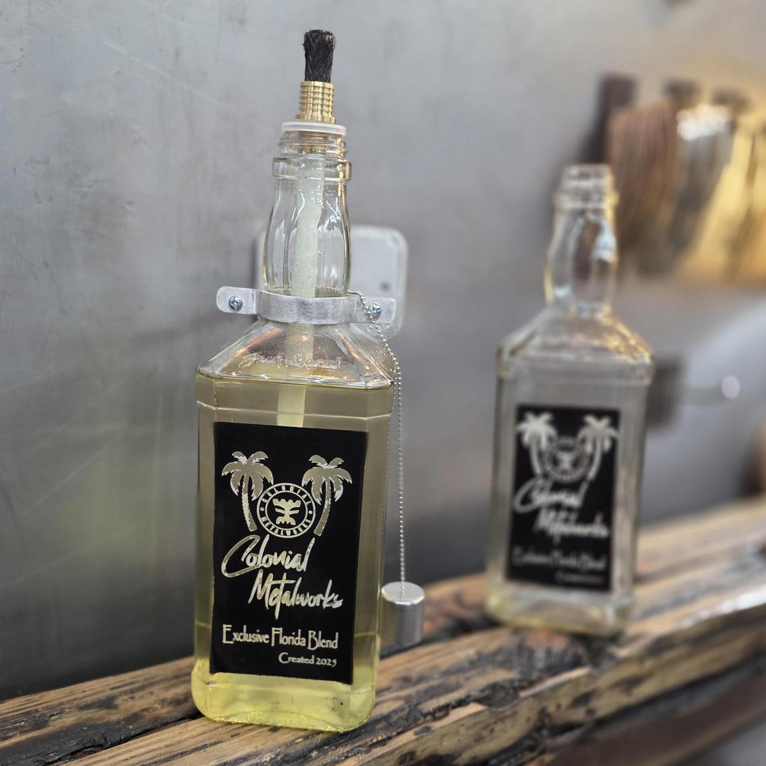 Whiskey Bottle Tiki Torch Sconce | Colonial Metalworks 2025 Florida ...