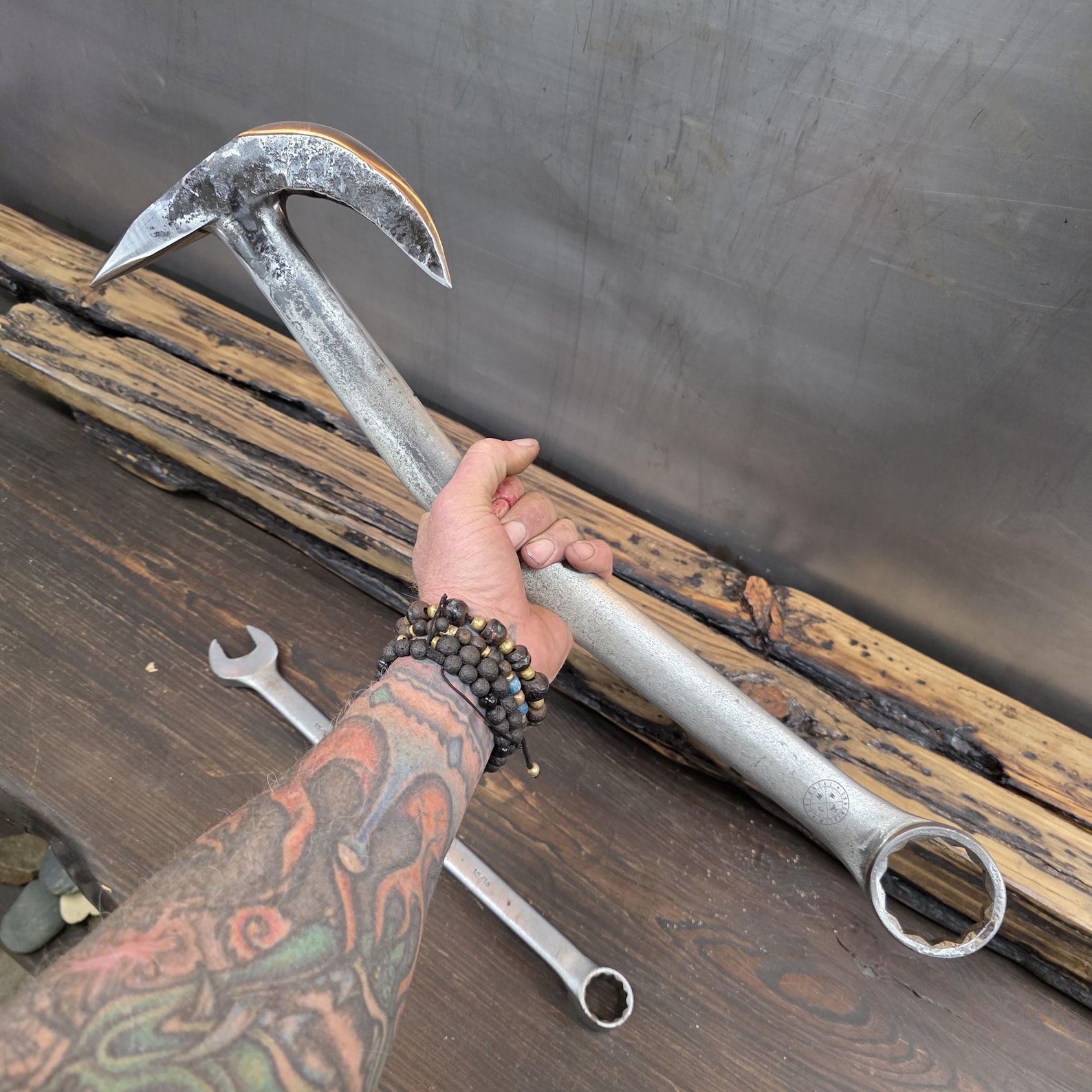 Hand Forged Wrench Axe Hatchet | Repurposed Box End Tool | Handmade ...