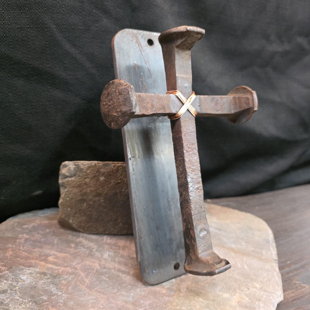 Iron Railroad Spike Holy Cross | Hand Forged Industrial Wall Art - Etsy