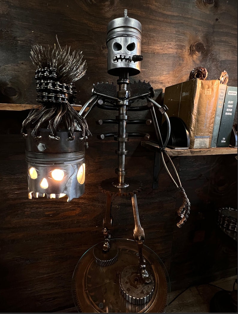 Engine Man Car Parts Table Lamp Sculpture - Etsy