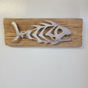 Skeleton Fish Driftwood Metal Wall Art - Etsy
