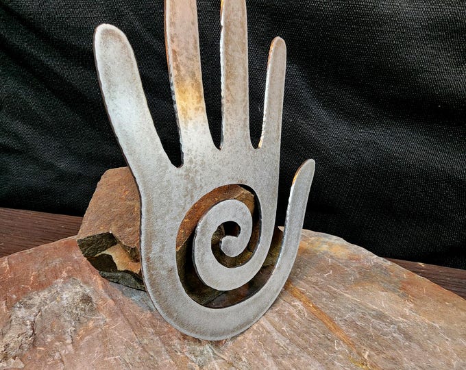 Hopi Hand Symbol | Raw Steel Wall Art | Healing Spiral Hand | Sacred ...