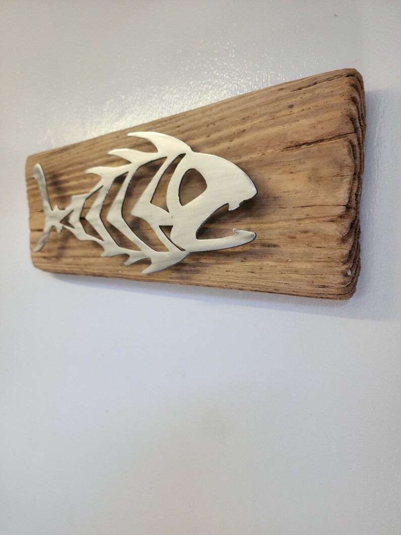 Skeleton Fish Driftwood Metal Wall Art - Etsy