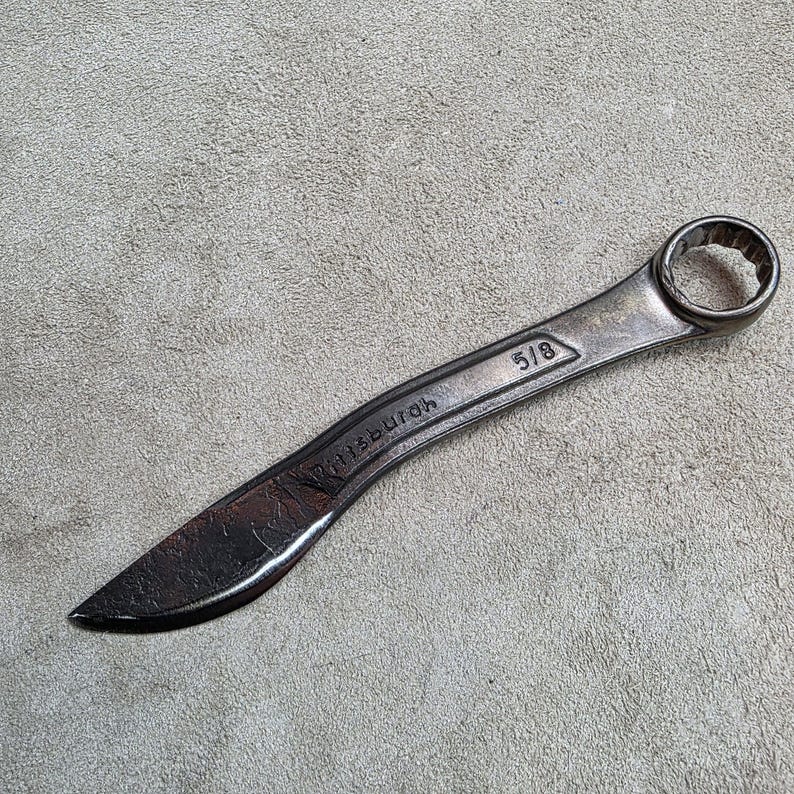 Hand Forged Wrench Knife Repurposed Box End Tool | Aged | 6" - Etsy