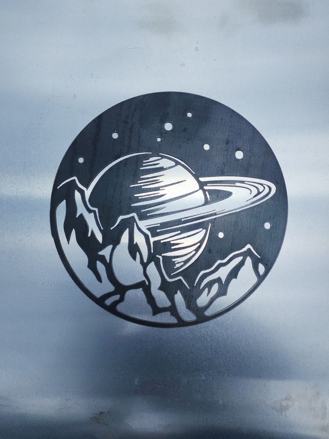 Saturn Mountains Stars Celestial Metal Wall Art - Etsy