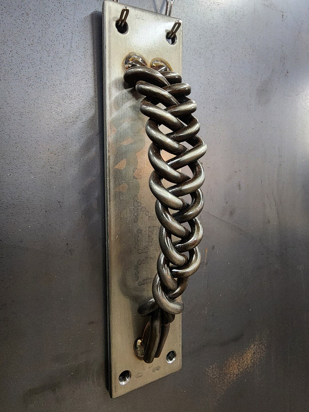 Hand Forged Door Handle Pull 'the Rattler' Braided Stainless Steel ...