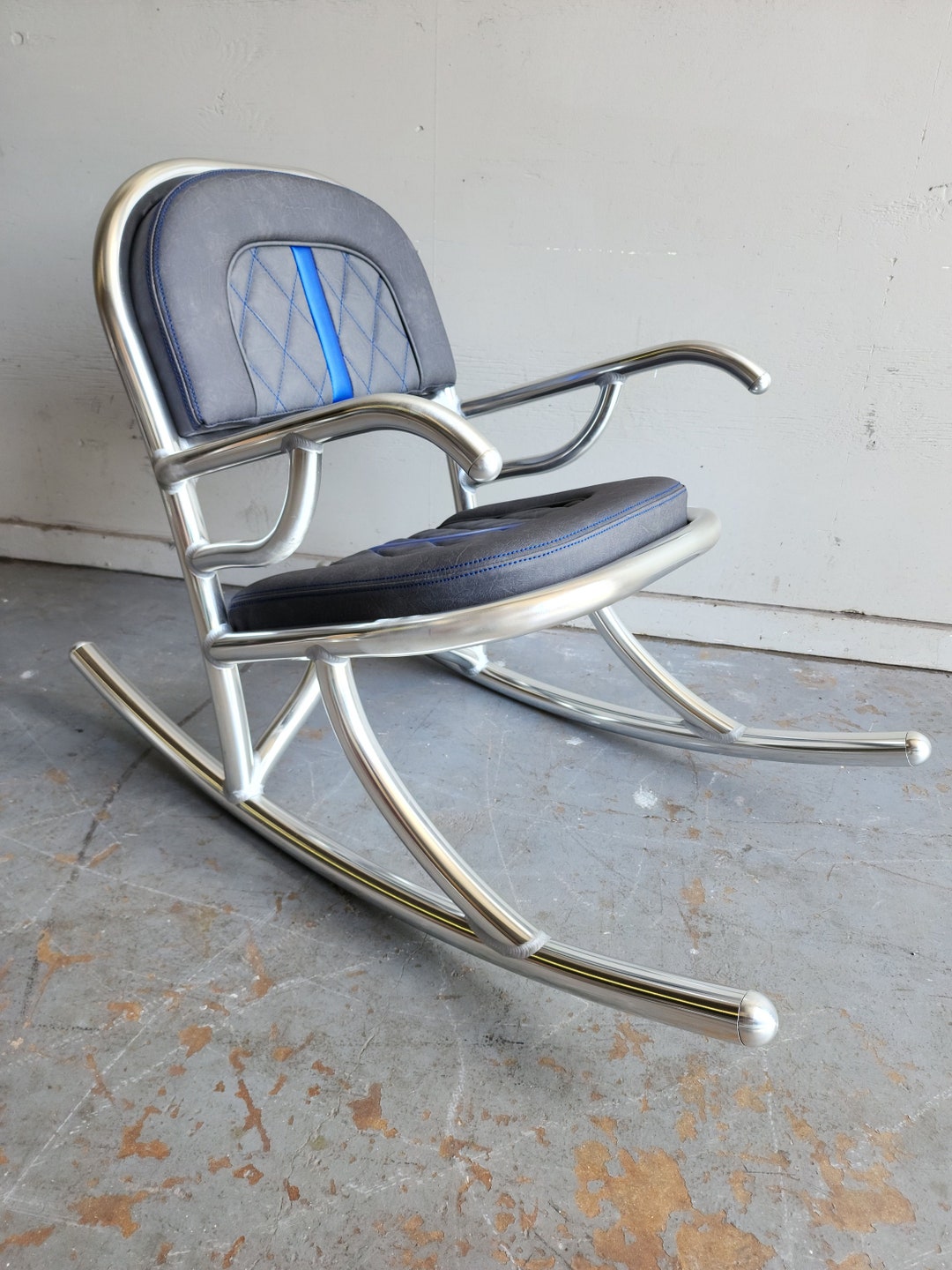 Dockside Collection Coastal Rocking Chair - Nautical Outdoor Aluminum ...