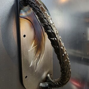 Hand Forged Door Handle Pull 'the Palm' Medieval Twisted Steel Rebar ...