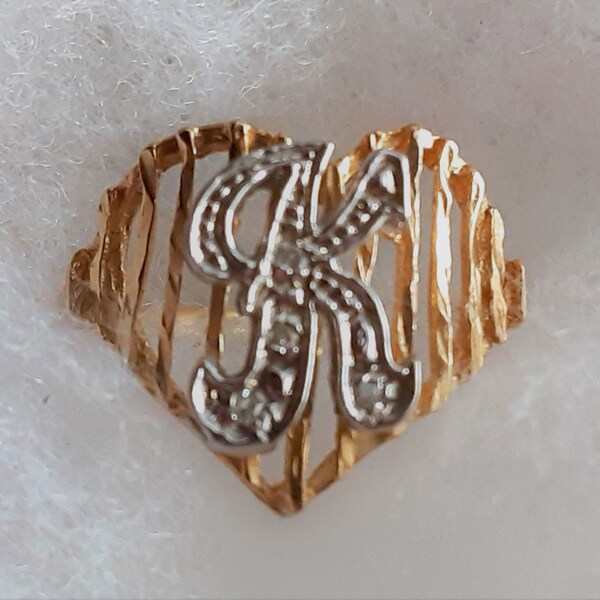 Initial Heart Ring - Etsy