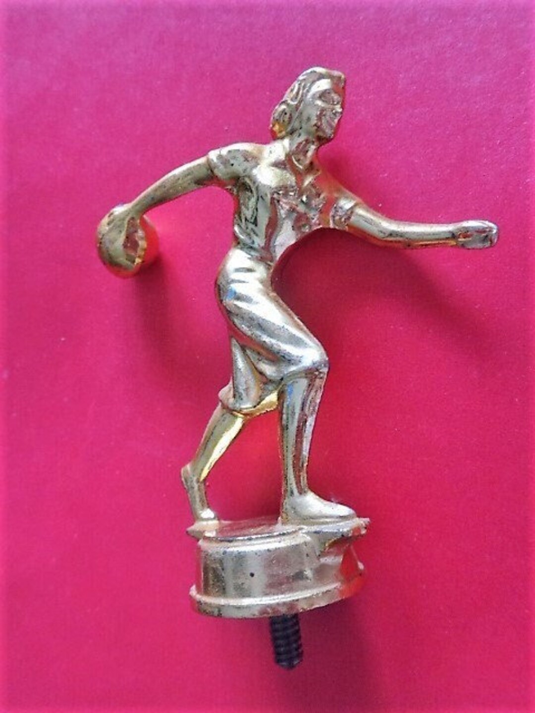 Vintage Goldtone Metal Lady Bowler Trophy Topper Add to Any Trophy - Etsy