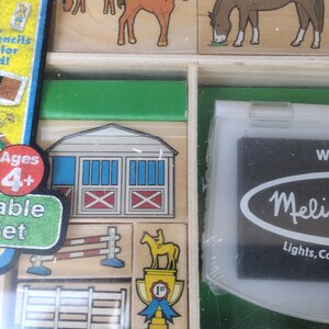 Melissa and Doug Wooden Horse Stable Stamp Set With Colored Pencils and ...