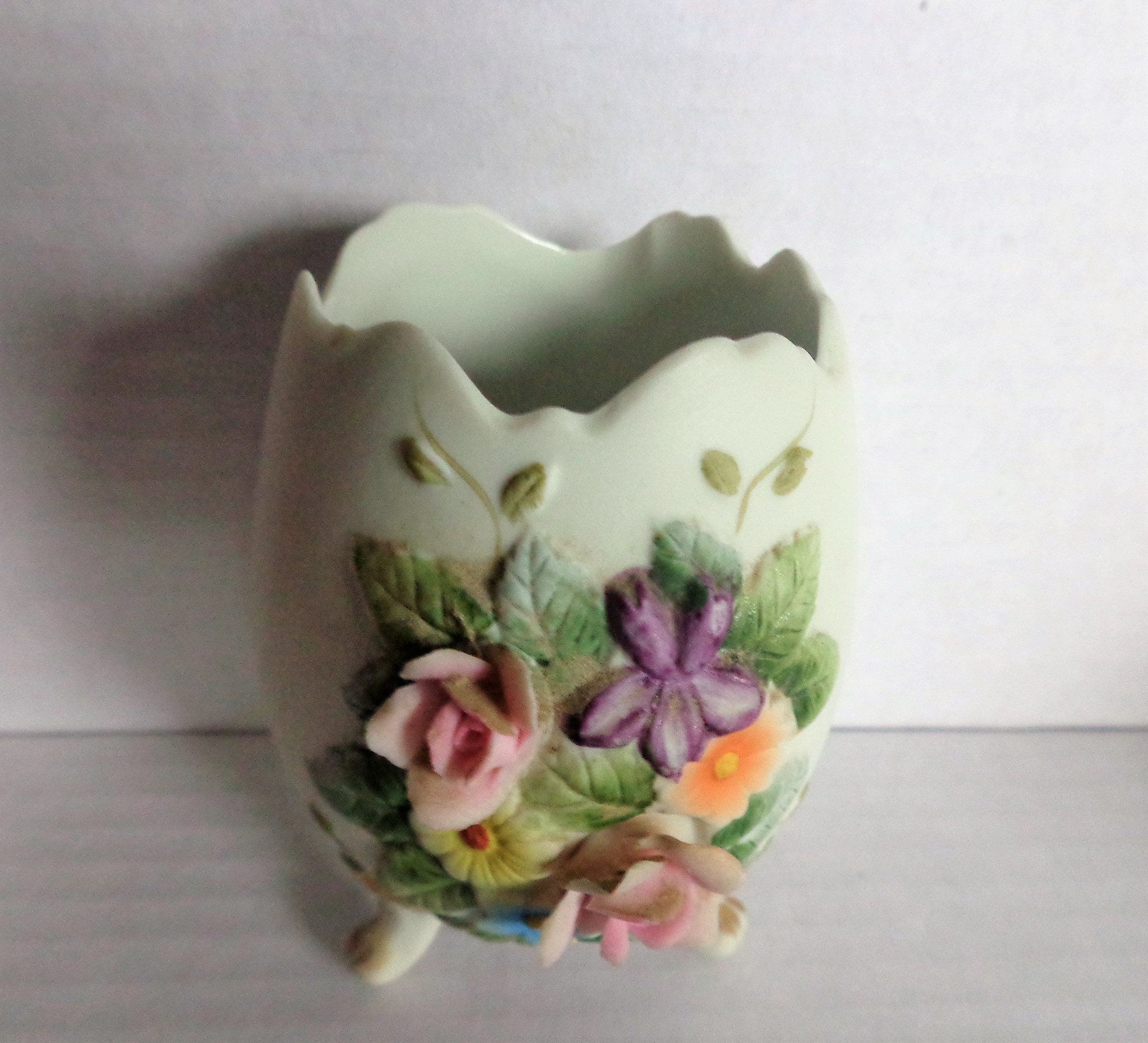 LEFTON Standing Cracked Half Egg With Hand Painted Flowers Egg - Etsy