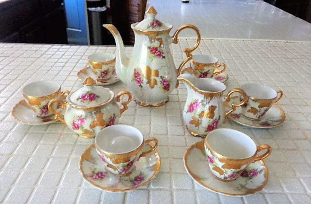 Demitasse Coffee Pot Set With Cups Saucers Sugar and Creamer - Etsy