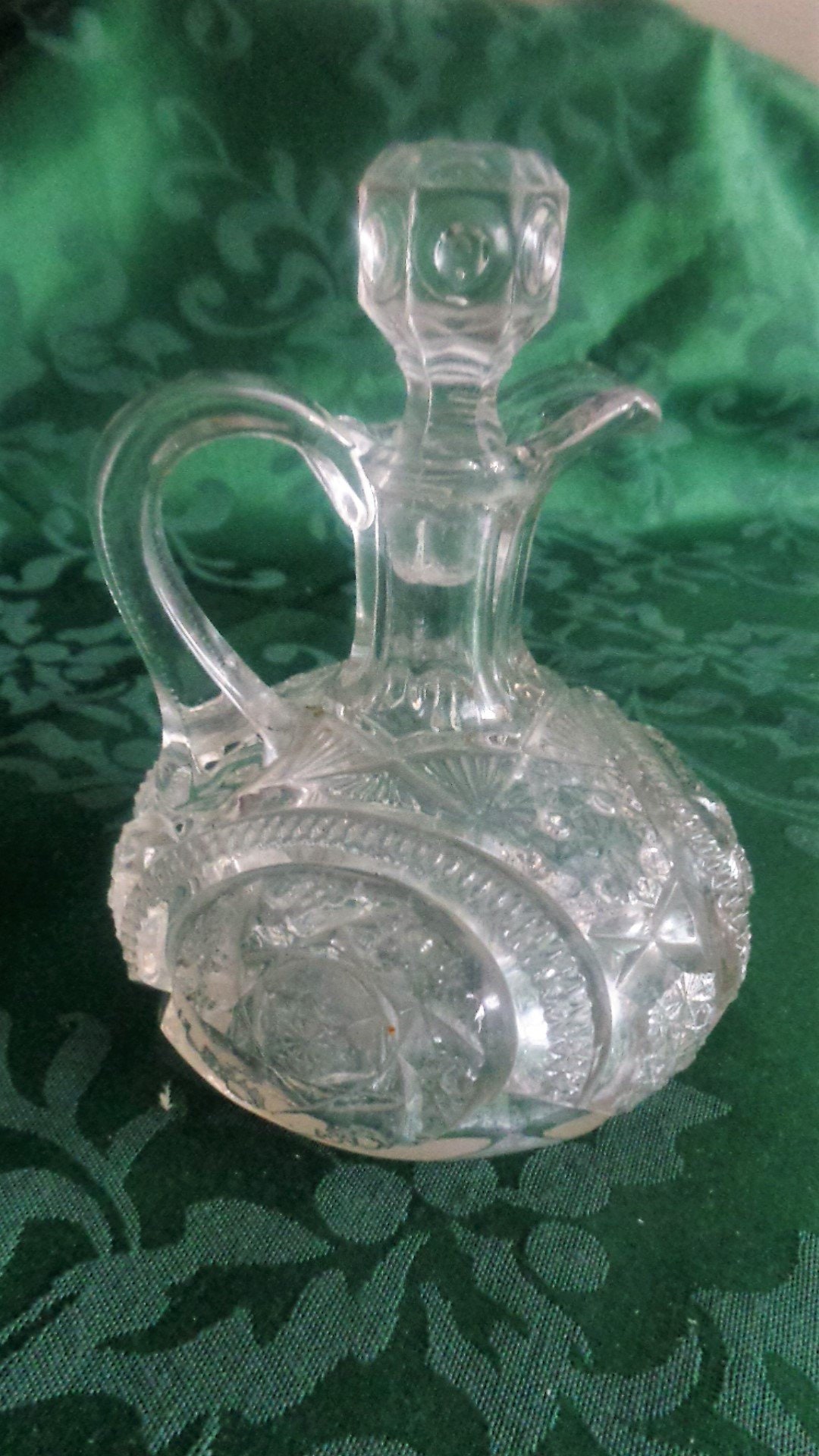 Vintage Brillant Presscut Pre-cut Clear Glass Cruet With Topper - Etsy