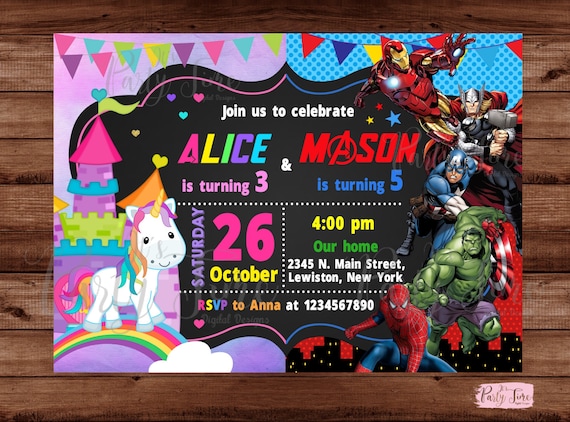 Unicorn and Superhero Invitation Unicorn Invitation - Etsy