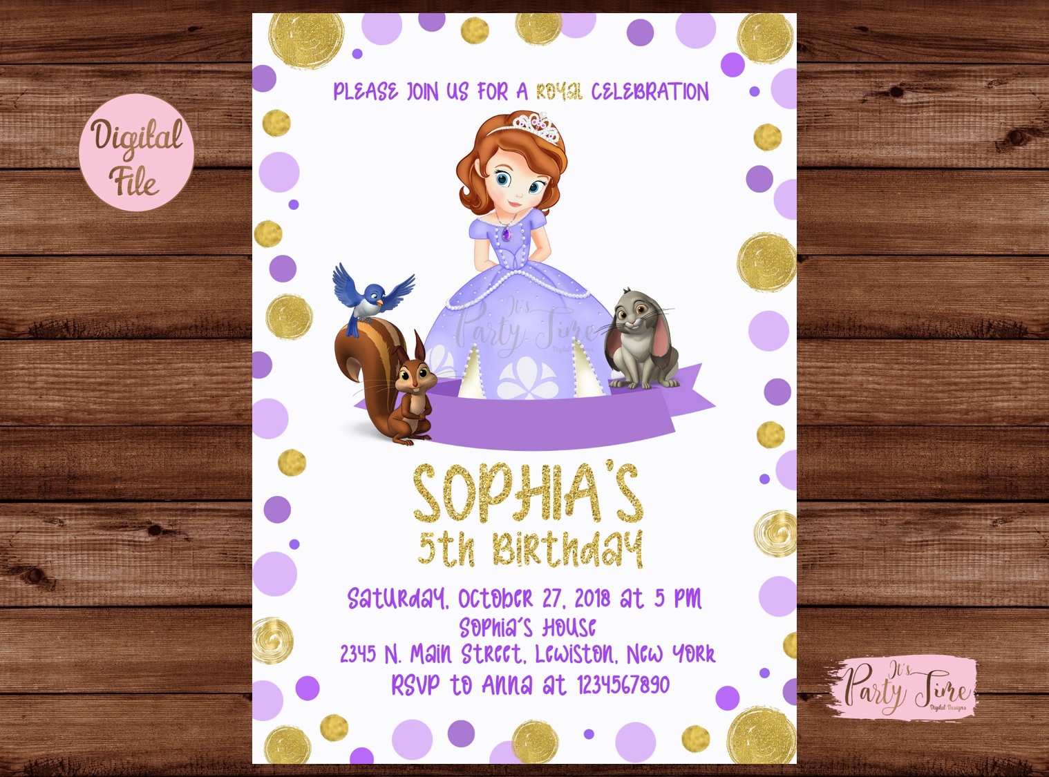 Princess Sofia Invitation - Princess Sofia Birthday Invitation - Sofia ...