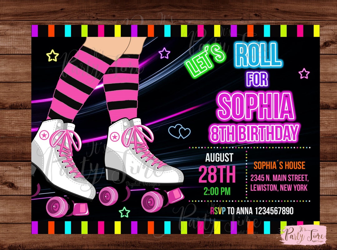Roller Skate Invitation - Roller Skating Invitation - Let's Roll Roller ...