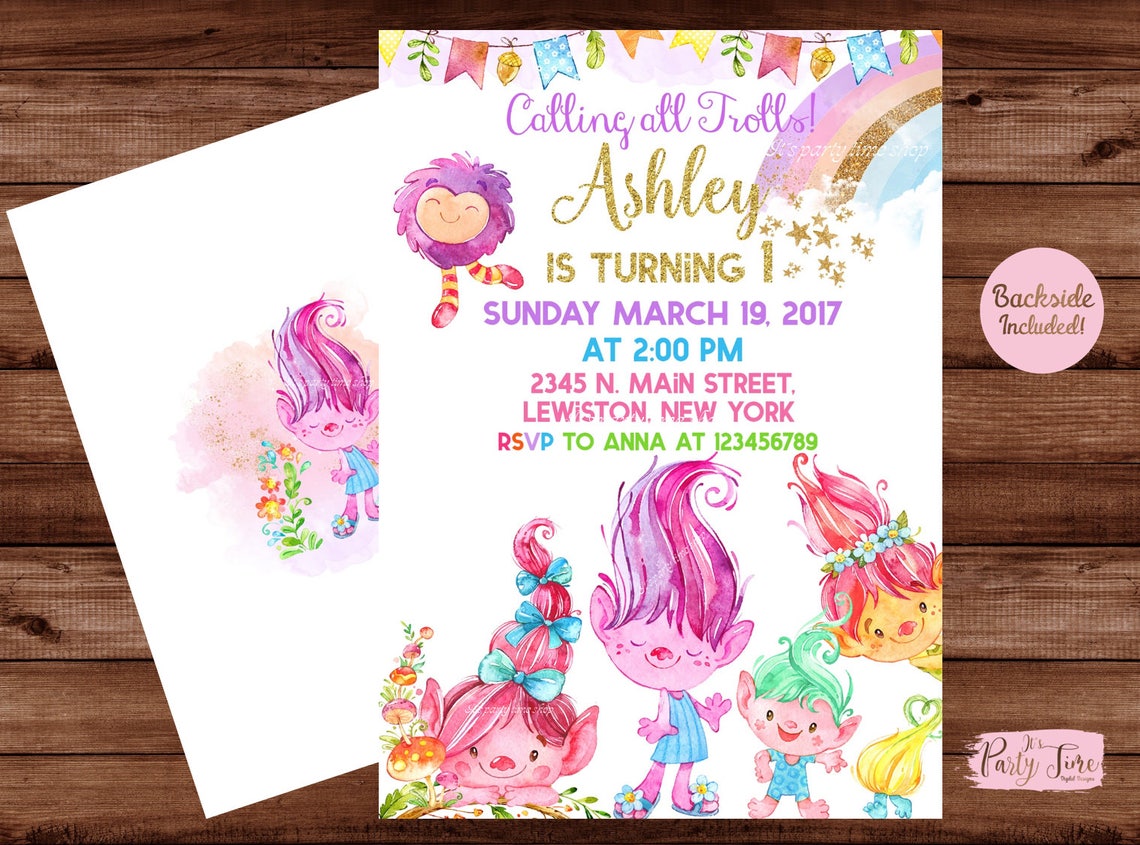 Trolls Invitation - Trolls Party - Trolls Birthday Invitation - Trolls ...