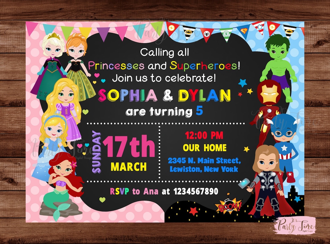 Superhero and Princess Invitation - Superheroes and Princesses ...