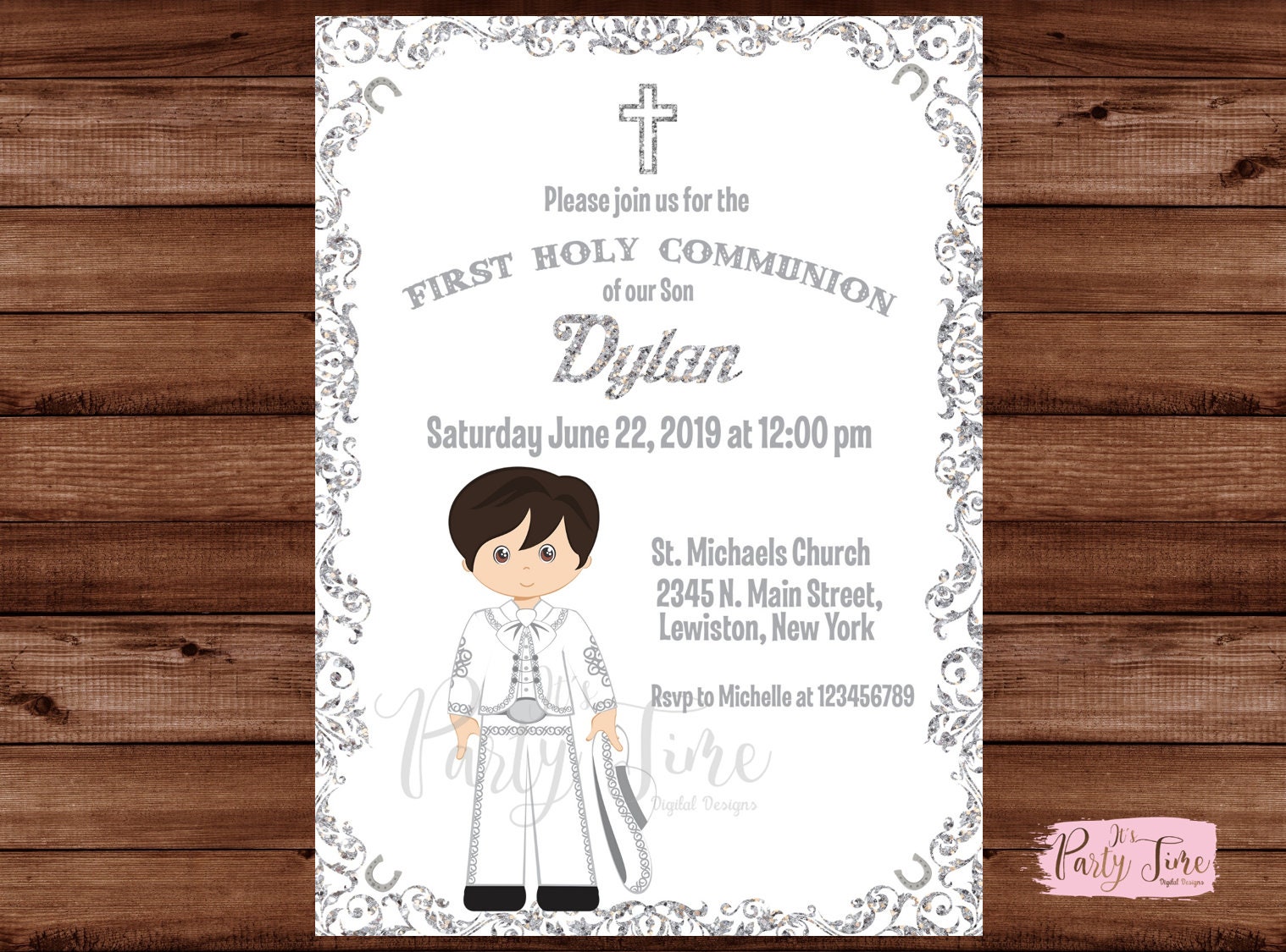 Mexican First Communion Invitation - First Communion Fiesta Invitation ...