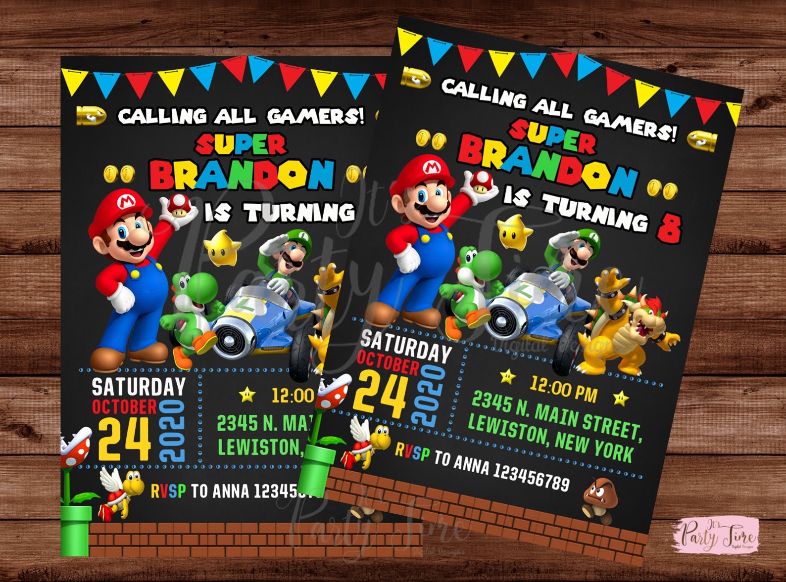 Mario Bros Invitation Mario Bros Birthday Invitation Mario Bros Party ...