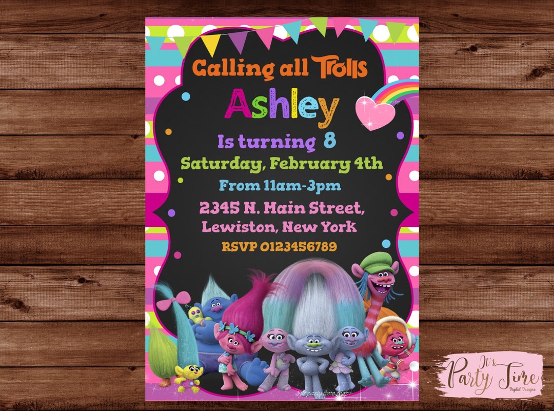Trolls Invitation - Trolls Party - Trolls Birthday Invitation - Trolls ...