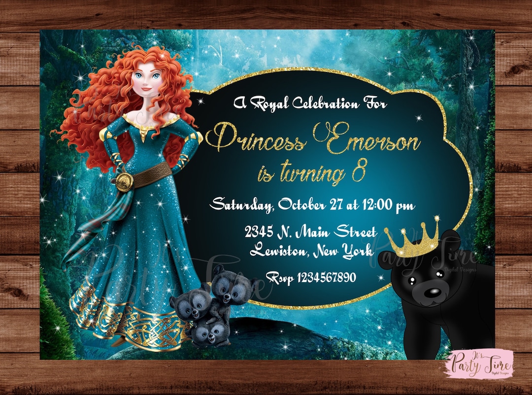 Merida Birthday Invitation - Brave Invitation - Princess Brave ...