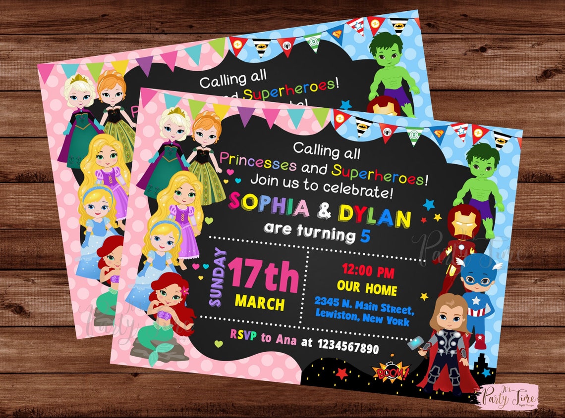 Superhero and Princess Invitation - Superheroes and Princesses ...