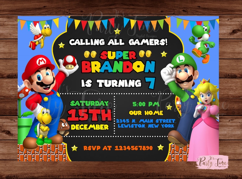 Mario Bros Invitation Mario Bros Birthday Invitation Mario - Etsy