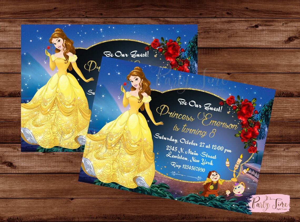 Beauty and the Beast Invitation - Princess Belle Invitation - Belle ...