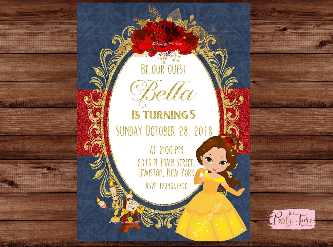 Beauty and the Beast Invitation - Princess Belle Invitation - Belle ...