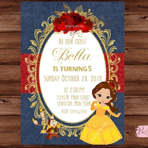 Beauty and the Beast Invitation - Princess Belle Invitation - Belle ...