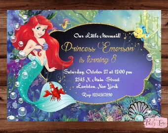 Little Mermaid Invitation Ariel Invitation Little Mermaid - Etsy